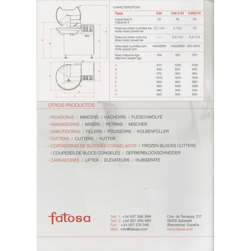 Fatosa 35 litre Bowl Cutter